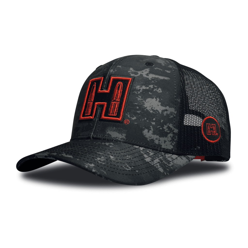 Hornady twill H logo cap in grey and red